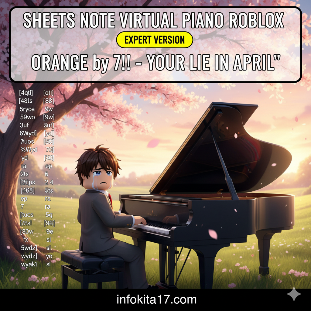 Sheets Note Piano Virtual Piano Roblox “Orange by 7!! - Your Lie in ...