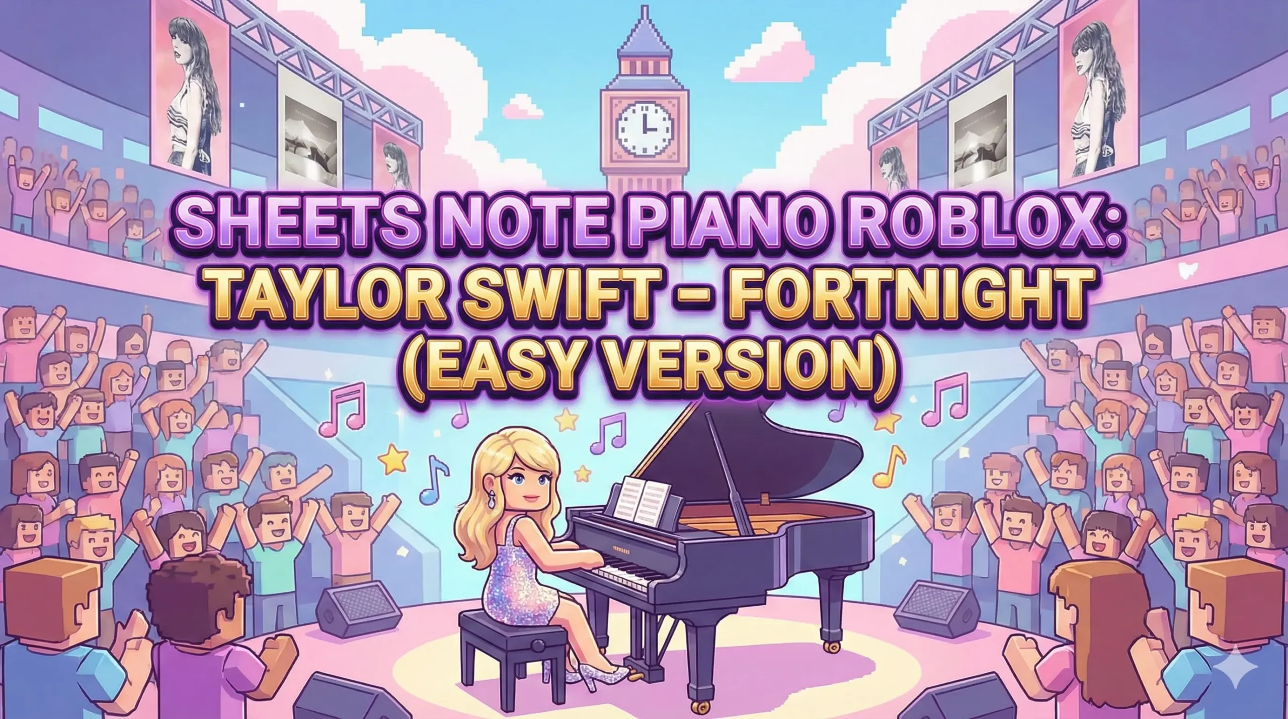 Sheets Note Piano Roblox “Taylor Swift – Fortnight” Easy Version - IF17
